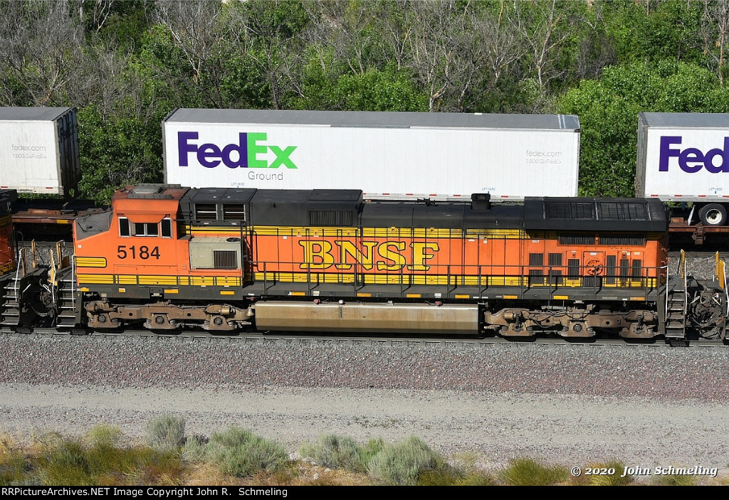 BNSF 5184 (C44-9W) at Cajon CA. 6/16/2020